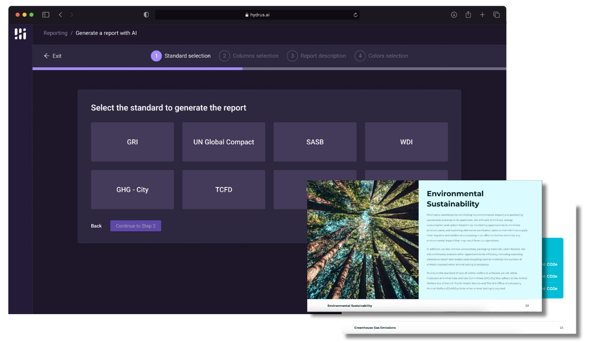 Reporting – Hydrus | Sustainability Data Management. Simplified.